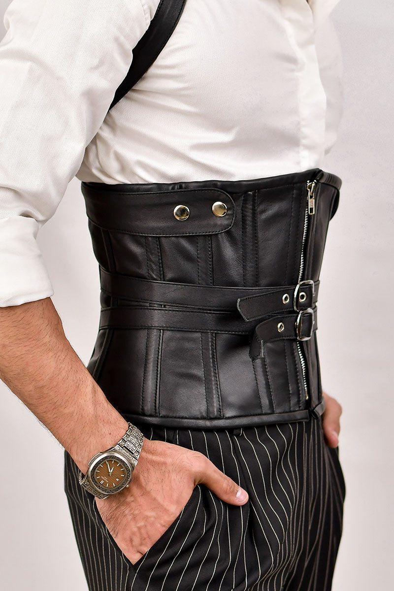 home men underbust corset with shoulder harness