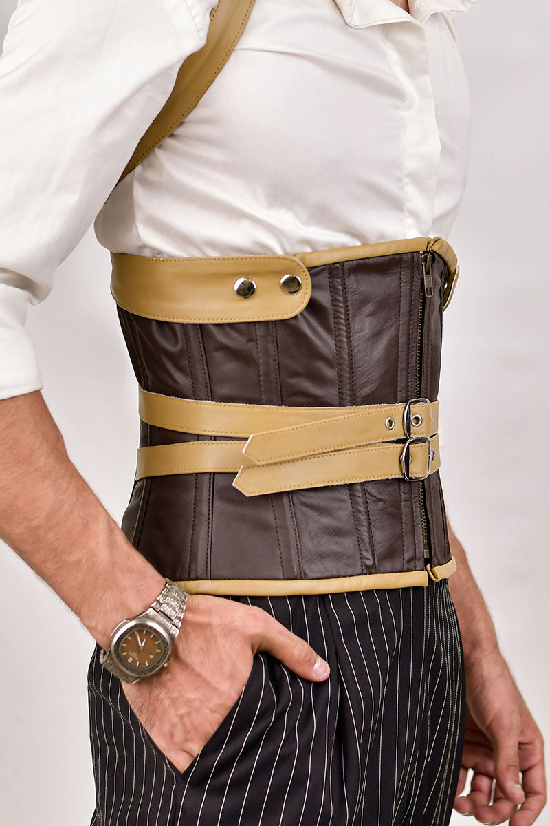 home men underbust corset with shoulder harness