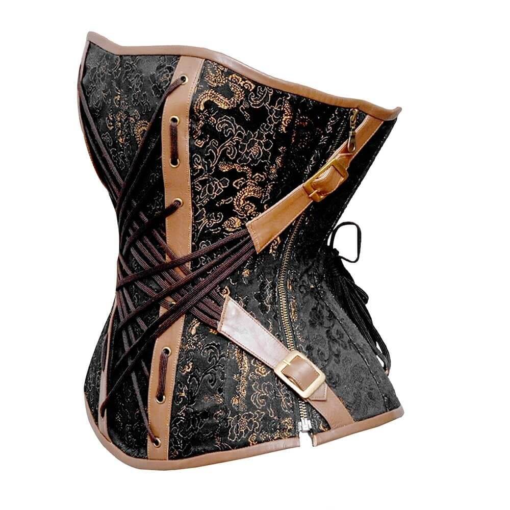 Plus size brown corset - Over Bust Steampunk Corset