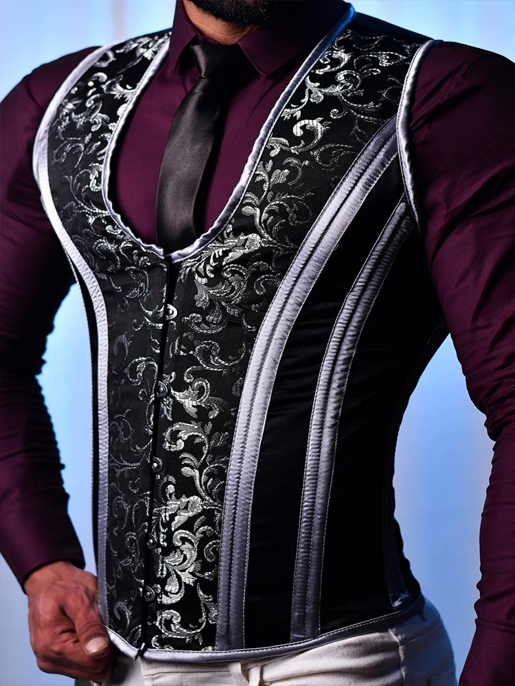 Corset Vest Male - Men Brocade Corset