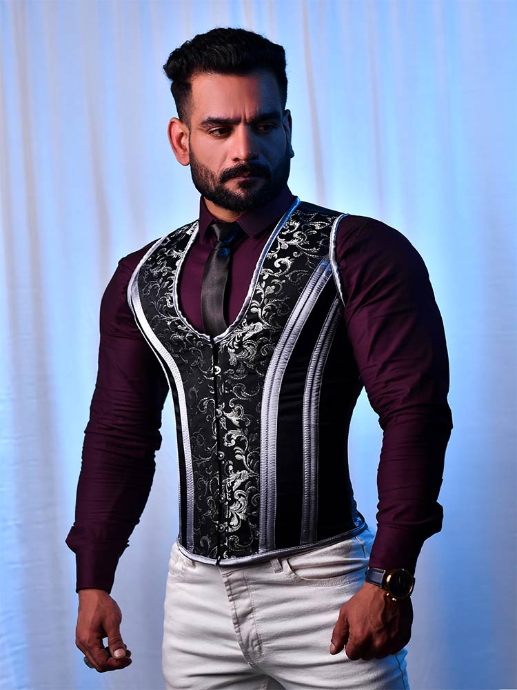 home corset vest male men brocade corset