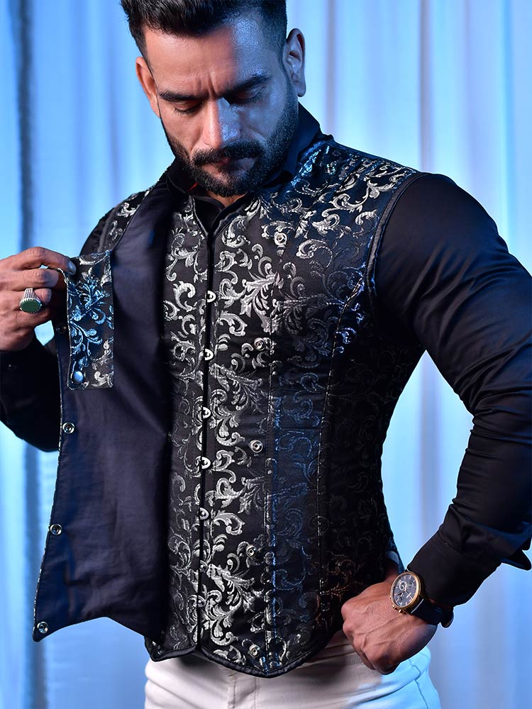 home corset vest male brocade mens corset