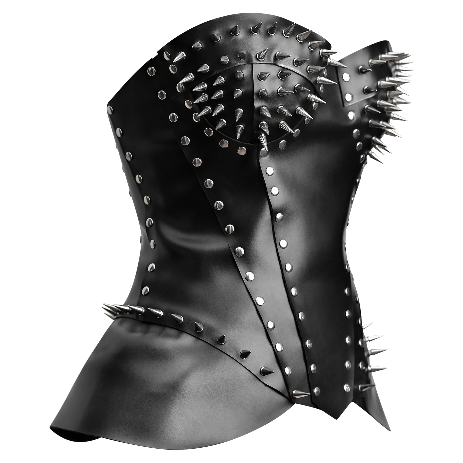 Black Leather corset top - Studded Corset